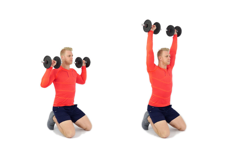 Kneeling Dumbbell Overhead Press | Hit My Macros